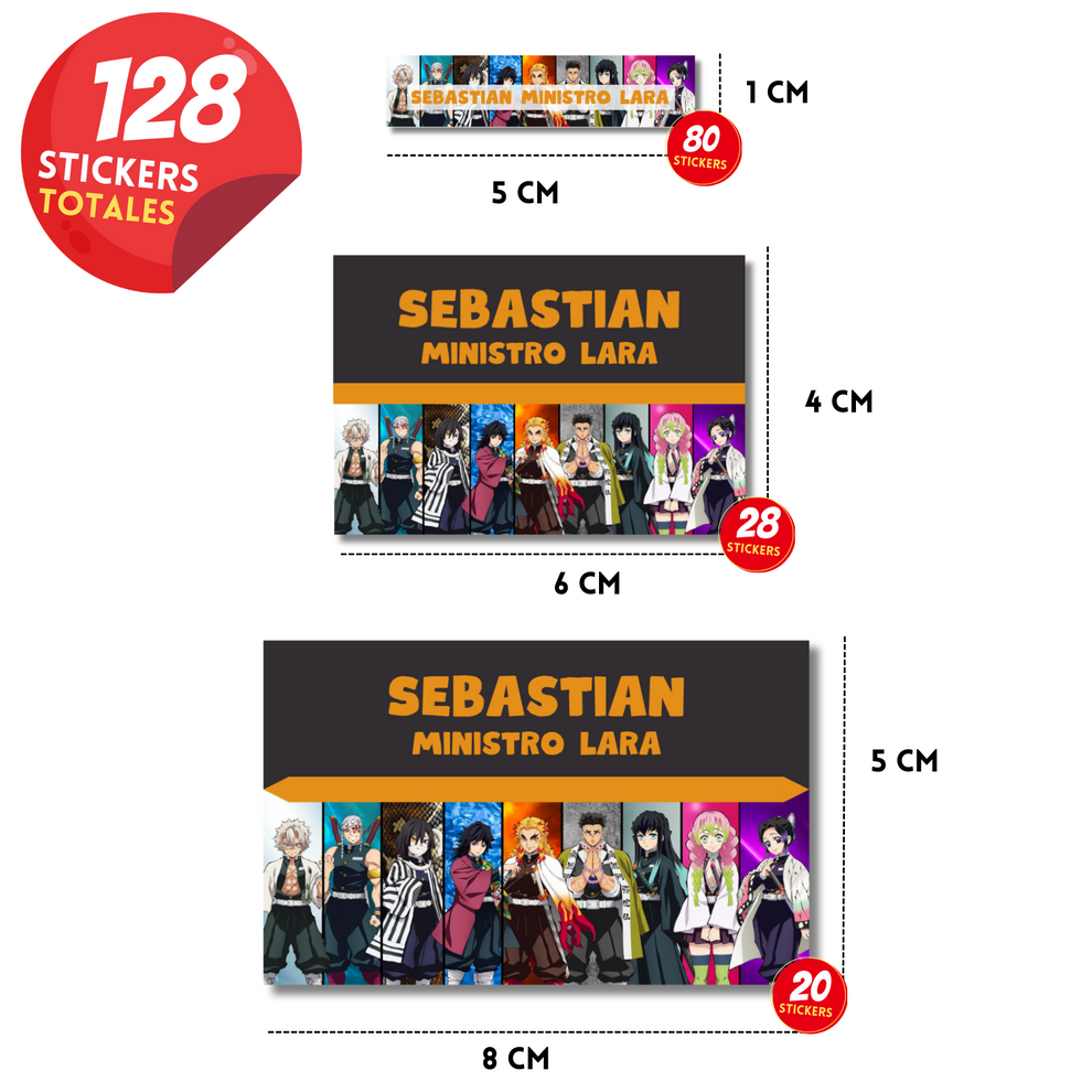 Demon Slayer Etiquetas Escolares Personalizadas Libretas, Libros y Láp ...